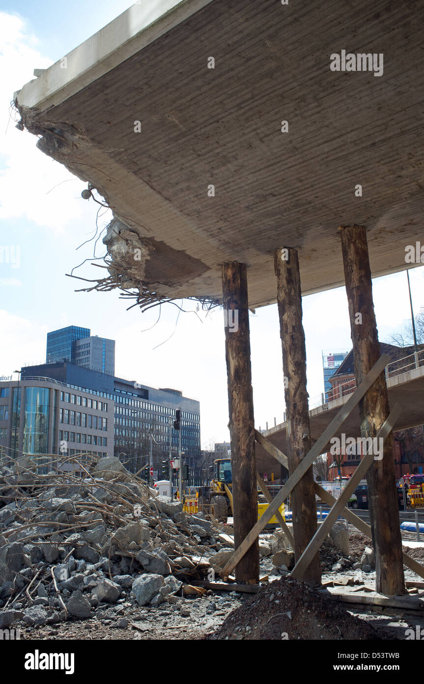 Demolition of an elevated section of motorway (L55) Dusseldorf, Germany ...