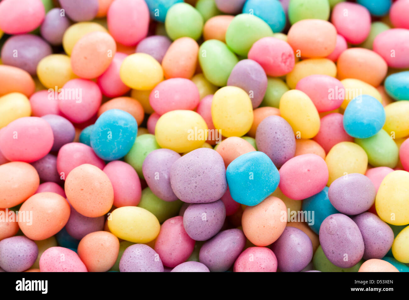 pastel color jelly beans for Easter Stock Photo - Alamy