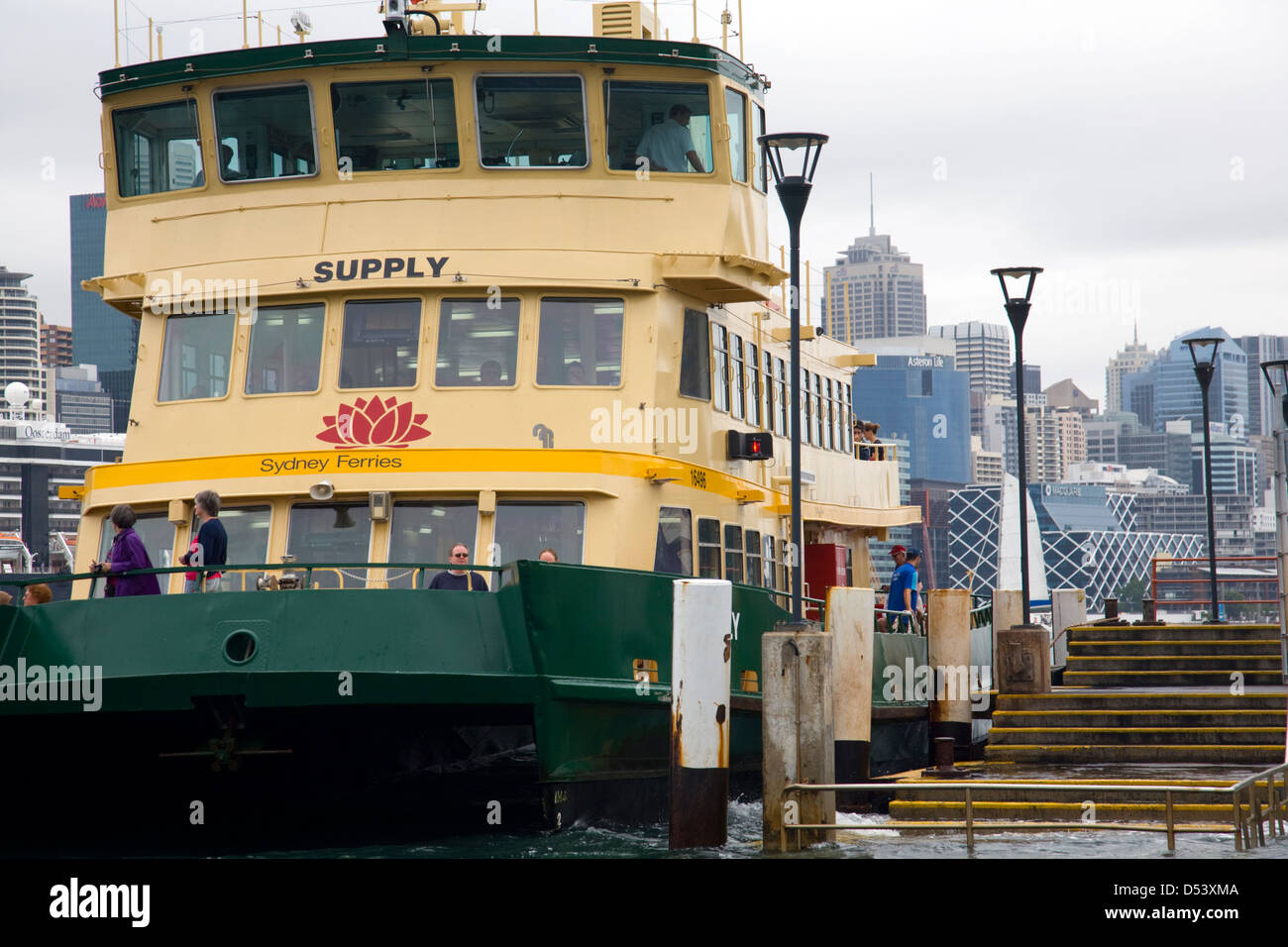 Sydney harbour first fleet ferry named MV Supply at a wharf on sydney ...