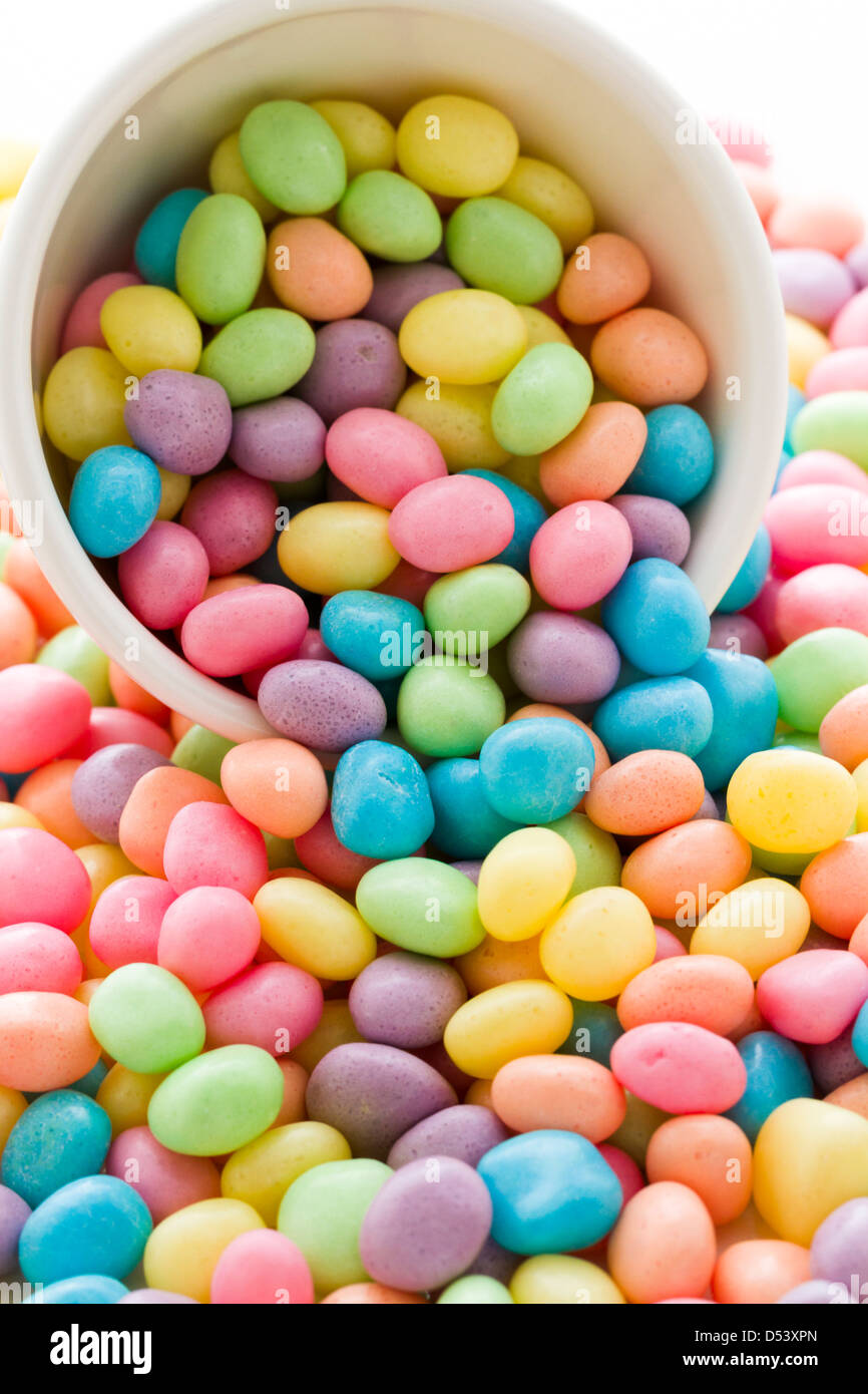 pastel color jelly beans for Easter Stock Photo - Alamy