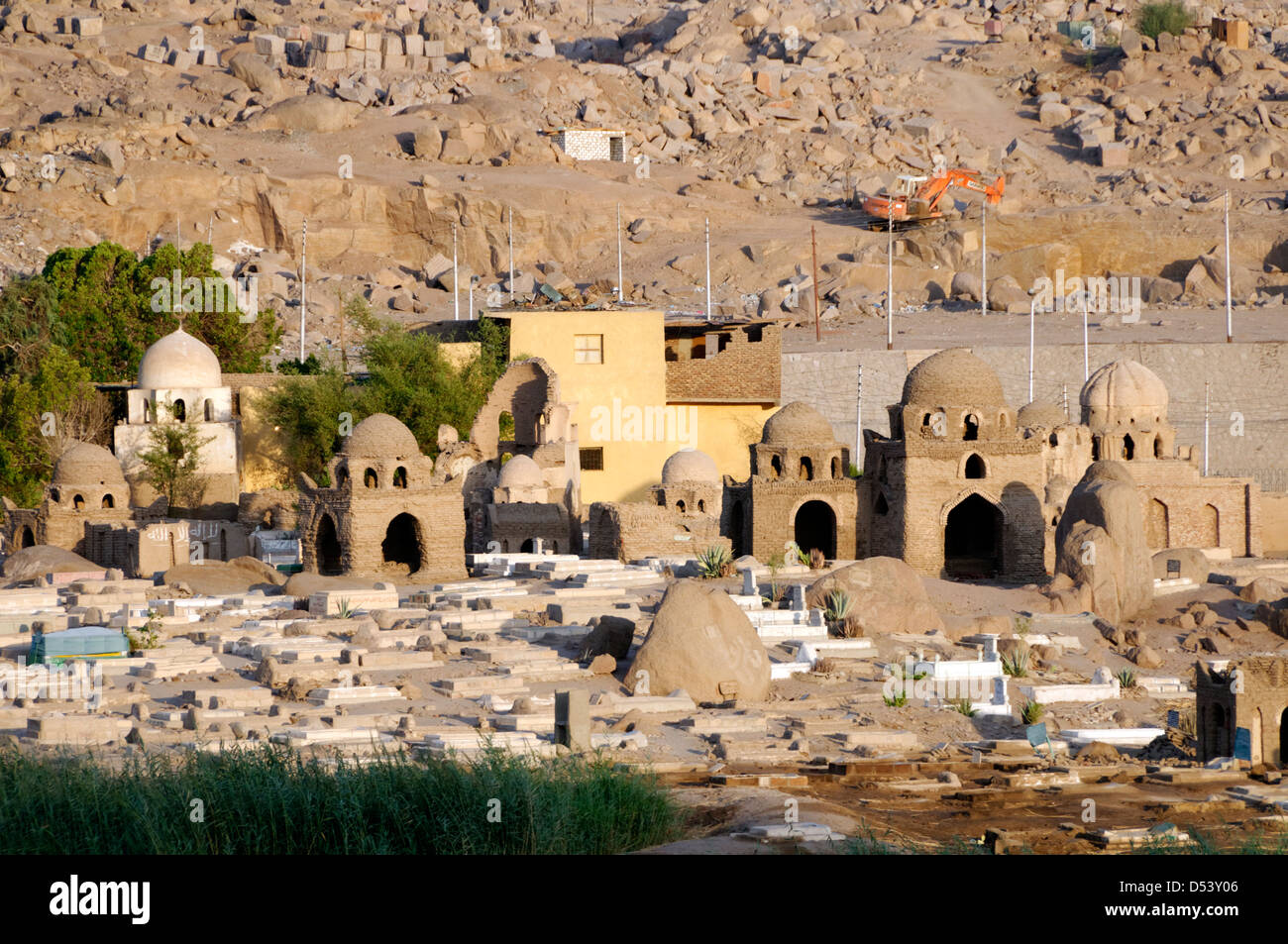 Fatimid cemetery which contains several hundred mud brick Islamic tombs ...