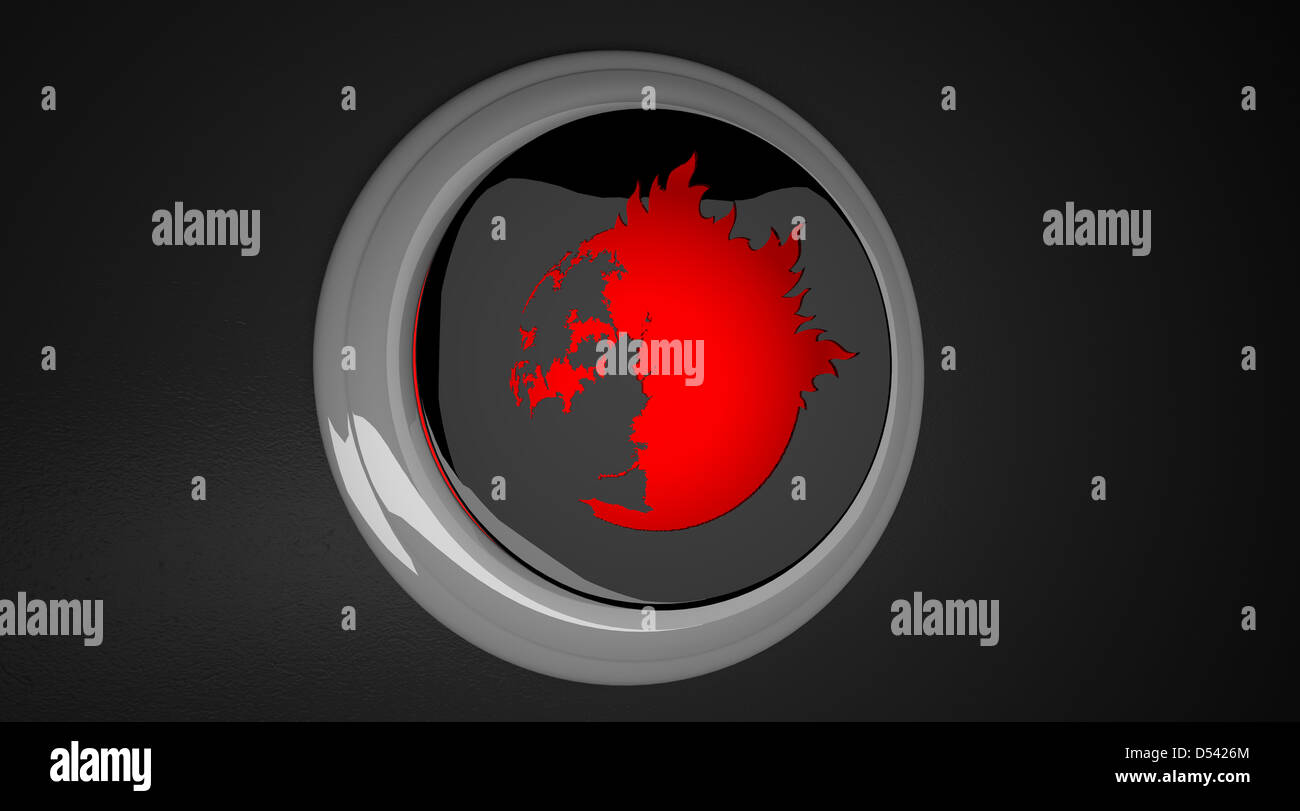 3d global warning switch button Stock Photo - Alamy