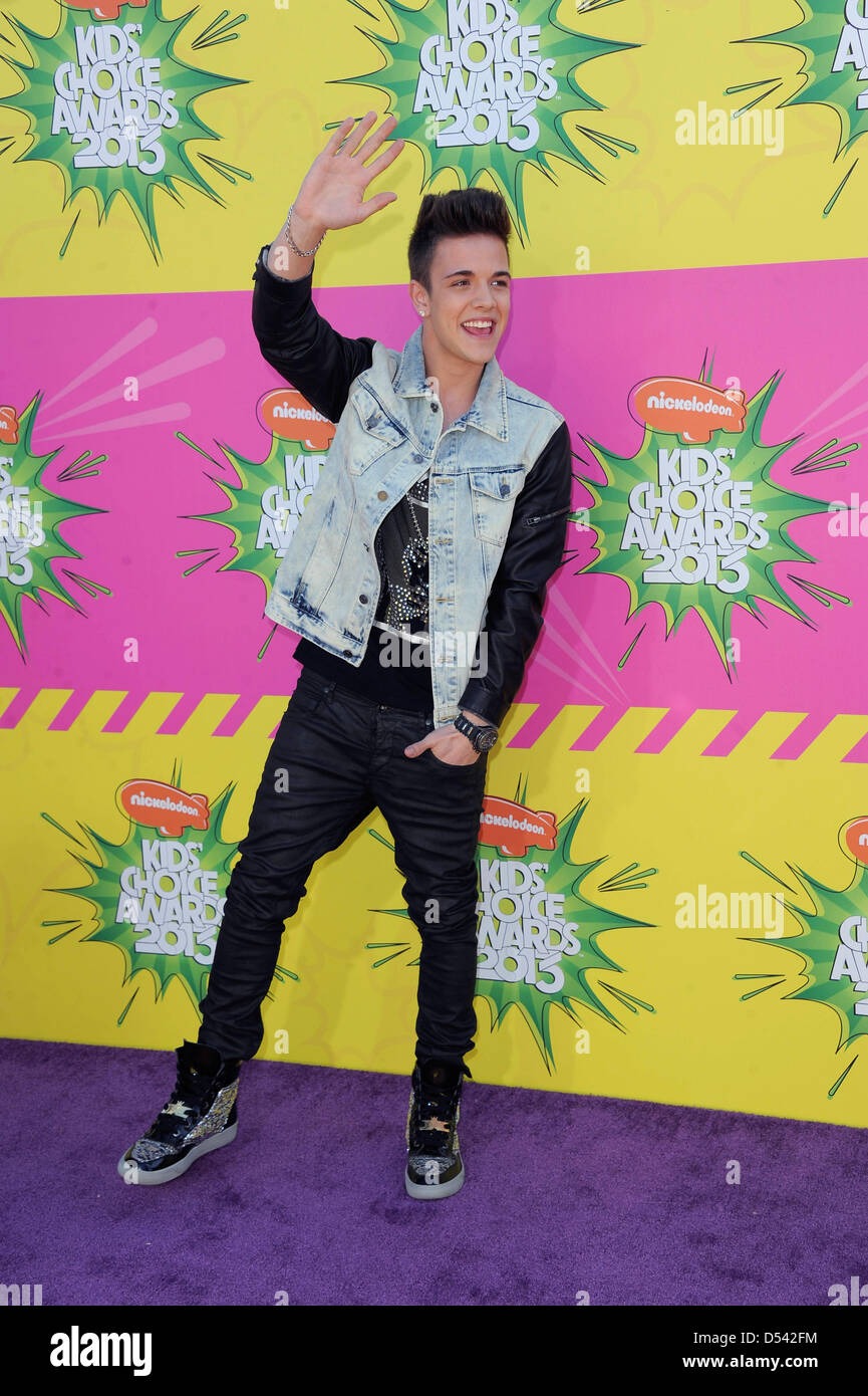 Los Angeles, USA. 23rd March 2013. Swiss singer Luca Haenni arrives at ...