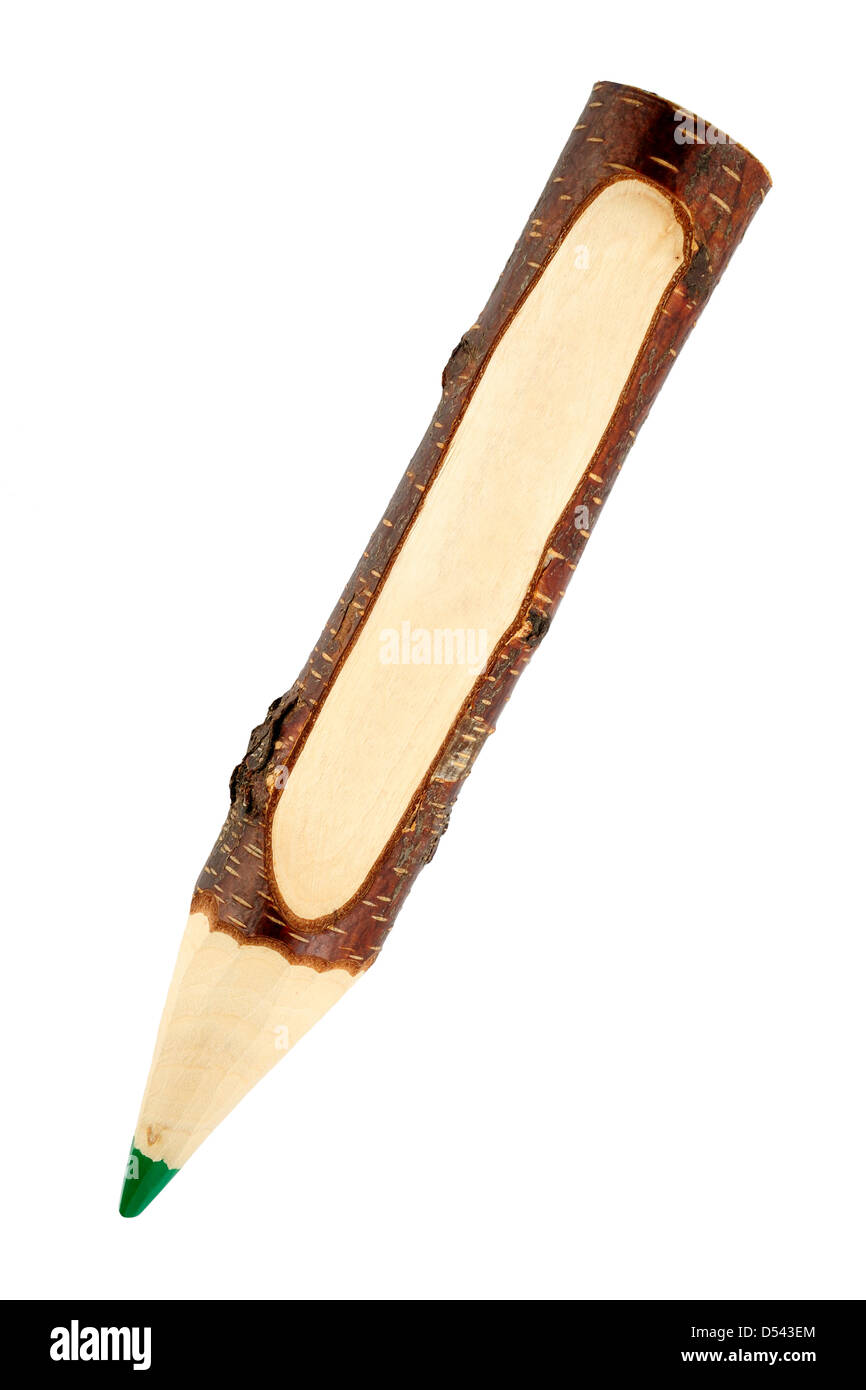 Big wooden pencil isolated on white background Stock Photo - Alamy