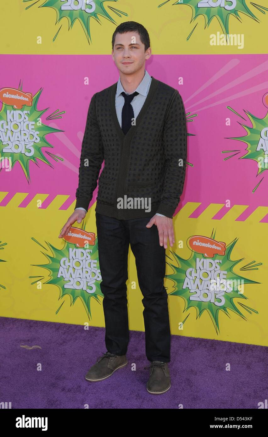 Actor Logan Lerman arrives at Nickelodeon's 26th Annual Kids' Choice ...
