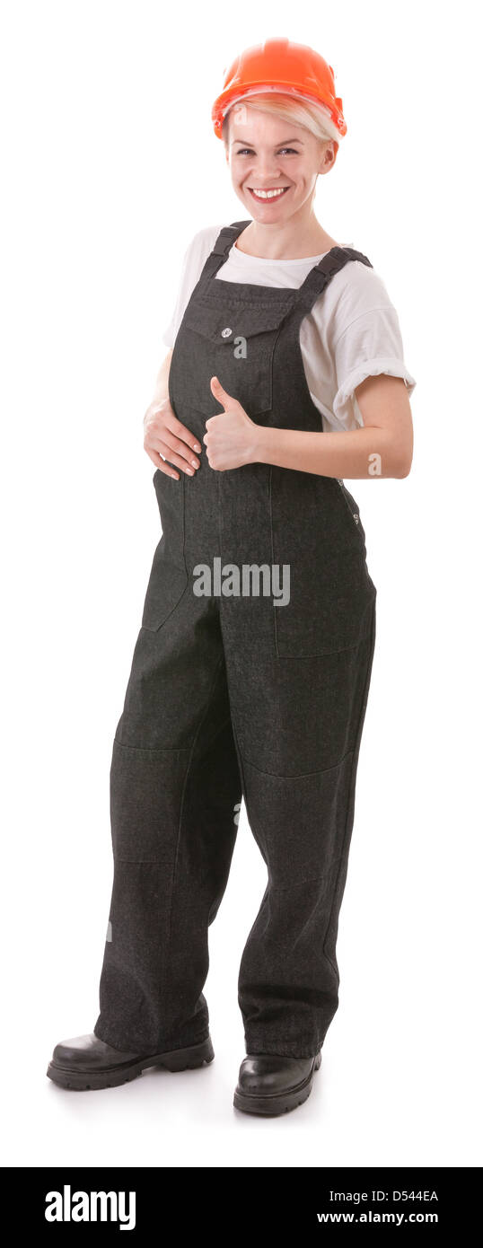 Woman builder worker in Cut Out Stock Images & Pictures - Alamy