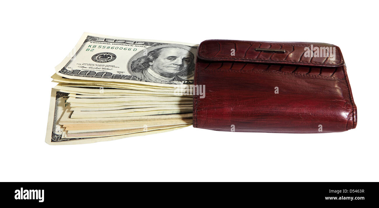 Full purse of money on the white background Stock Photo - Alamy