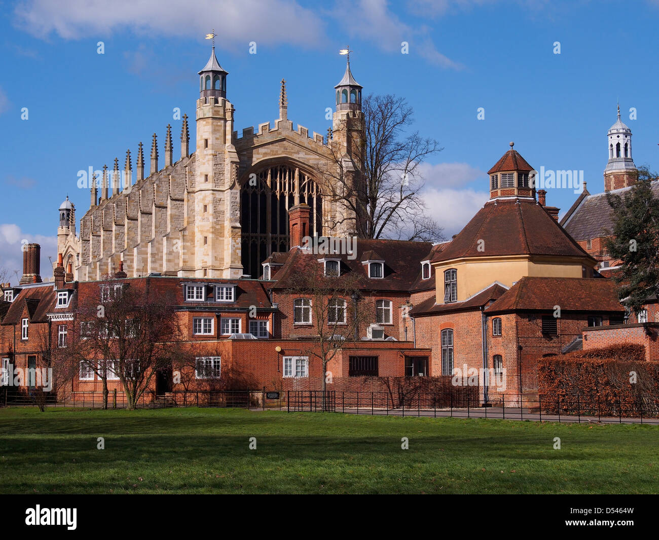 Eton college chapel rear view and surrounding buildings and grounds ...