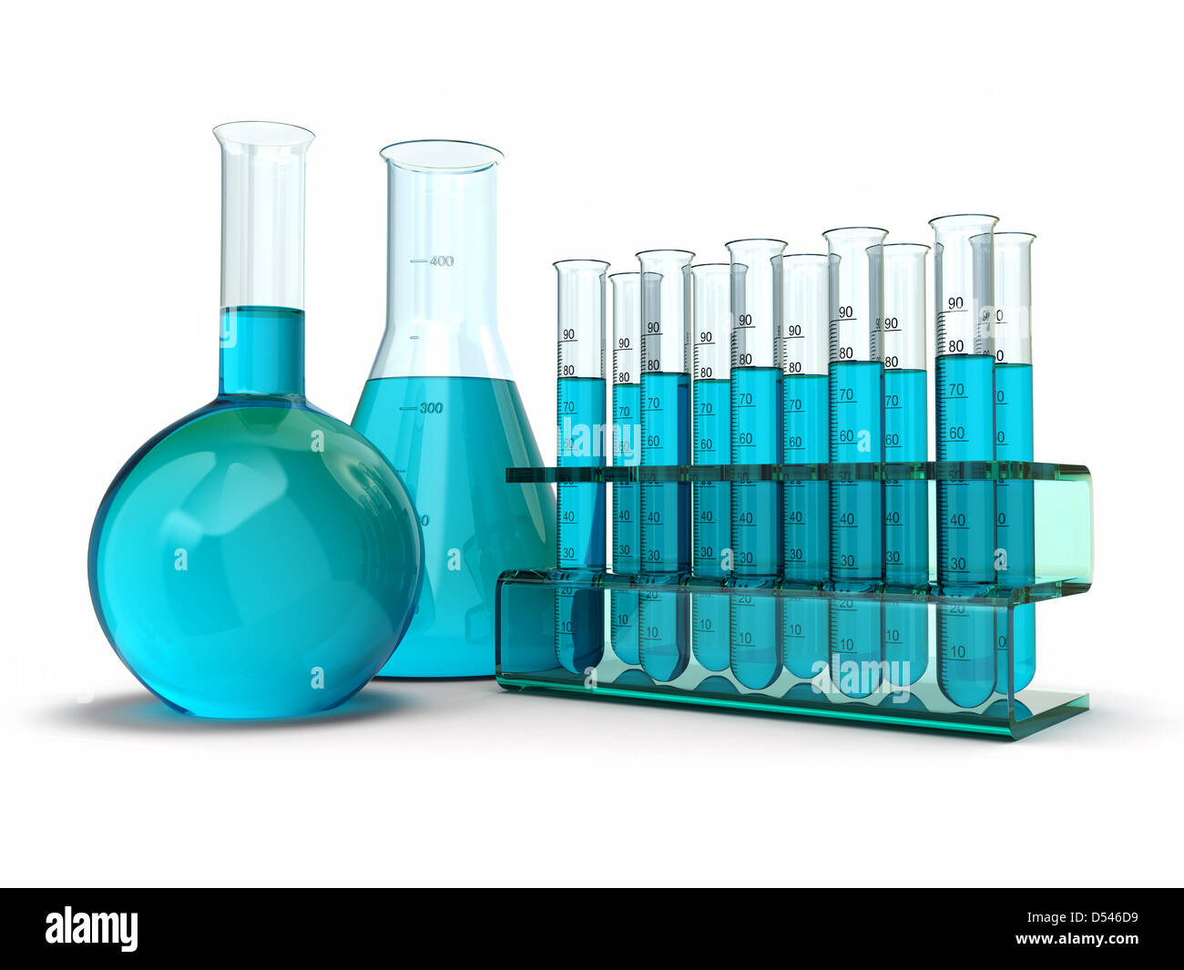 Scientific research. Glass test tubes with reagent. 3d Stock Photo - Alamy