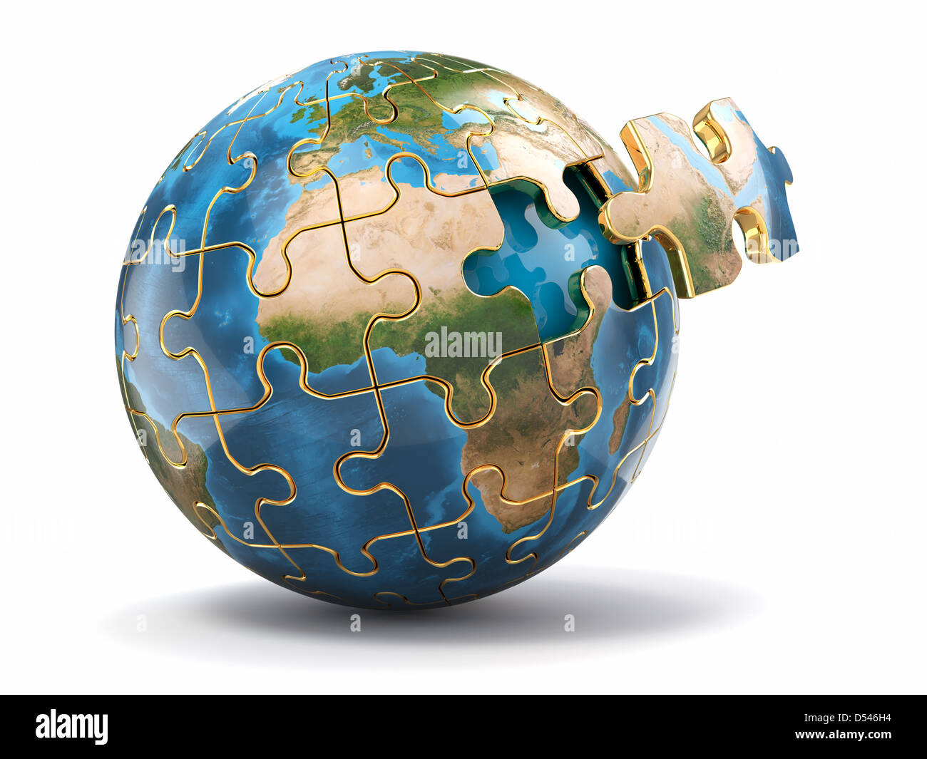 Concept of Globalization. Earth puzzle on white background. 3d Stock ...