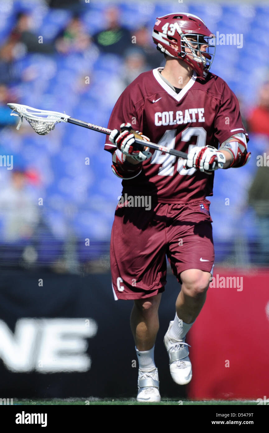 March 23, 2013 : Colgate's Ryan Walsh (43) moves the ball during a face ...