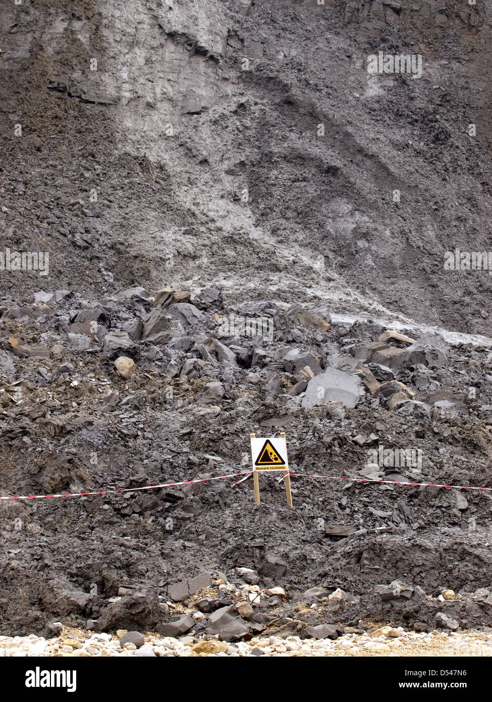 Beware rock falls Stock Photo - Alamy