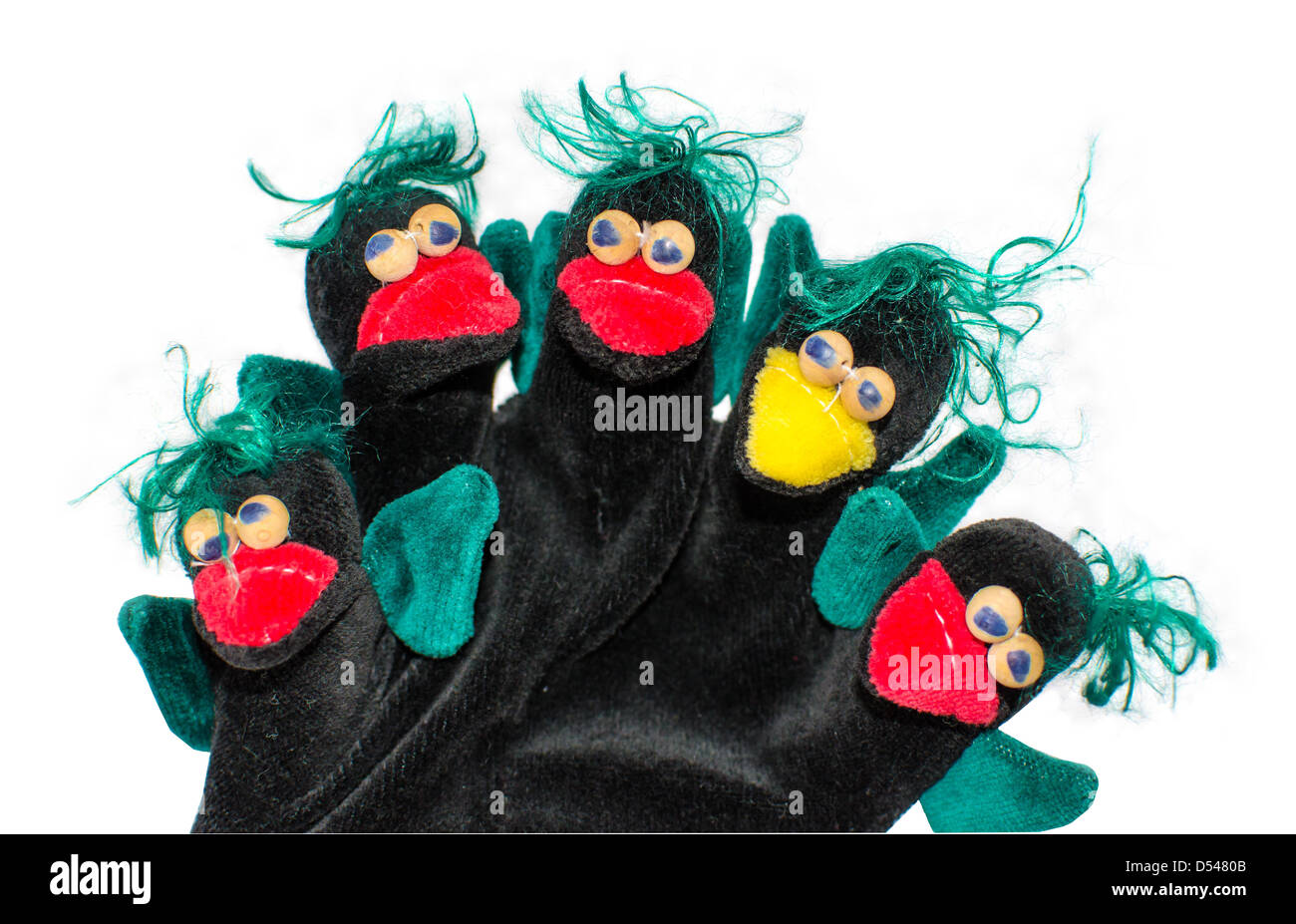 Group Of Funny And Happy Puppet Birds In A Nest Stock Photo - Alamy