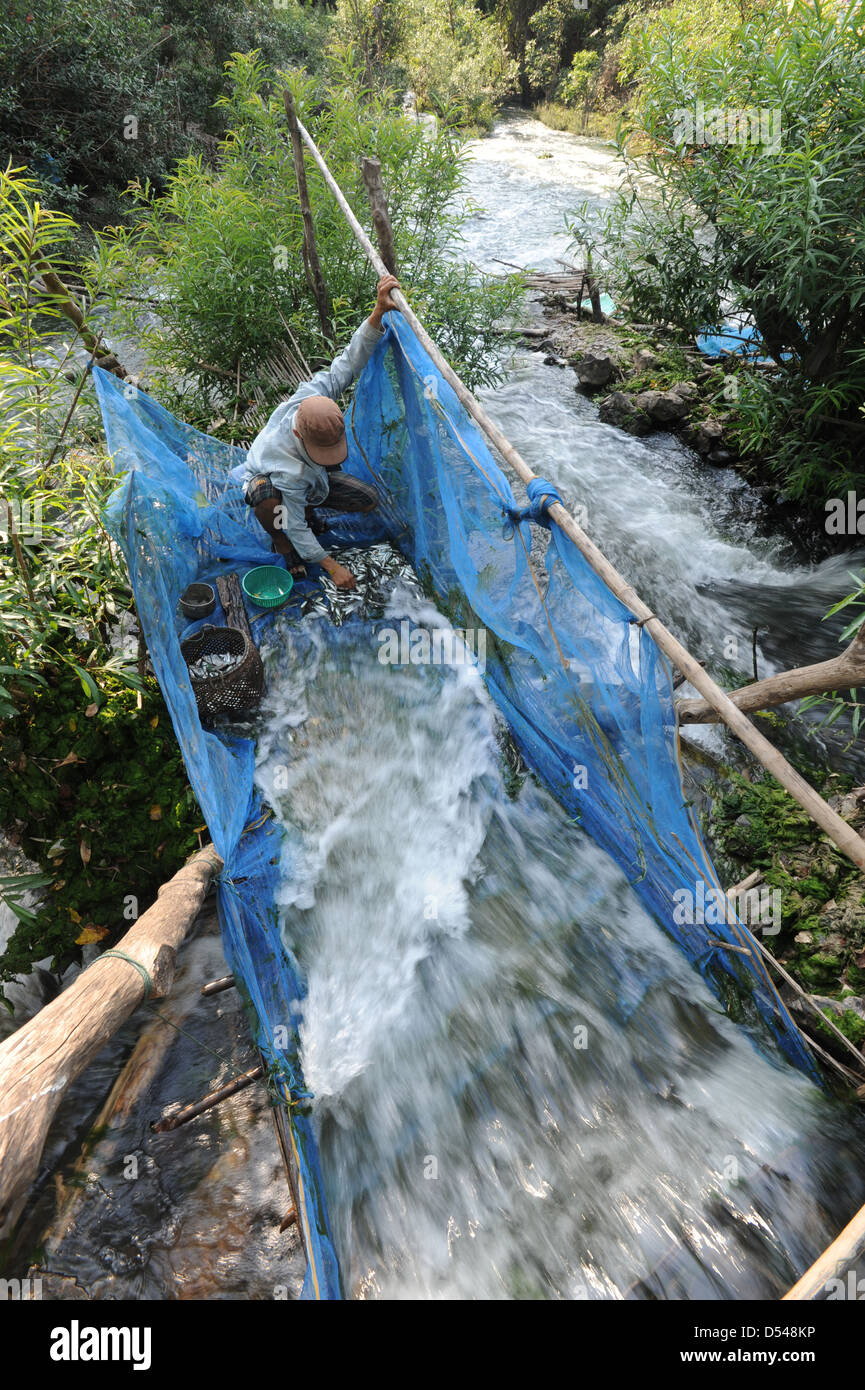 Fish trap at Don Khon island on river Mekong, Laos Stock Photo - Alamy