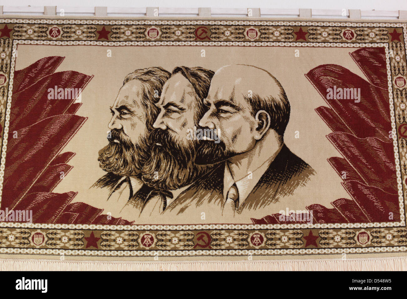 Artwork depicting communist thinkers (L-R) Karl Marx, Friedrich Engels ...