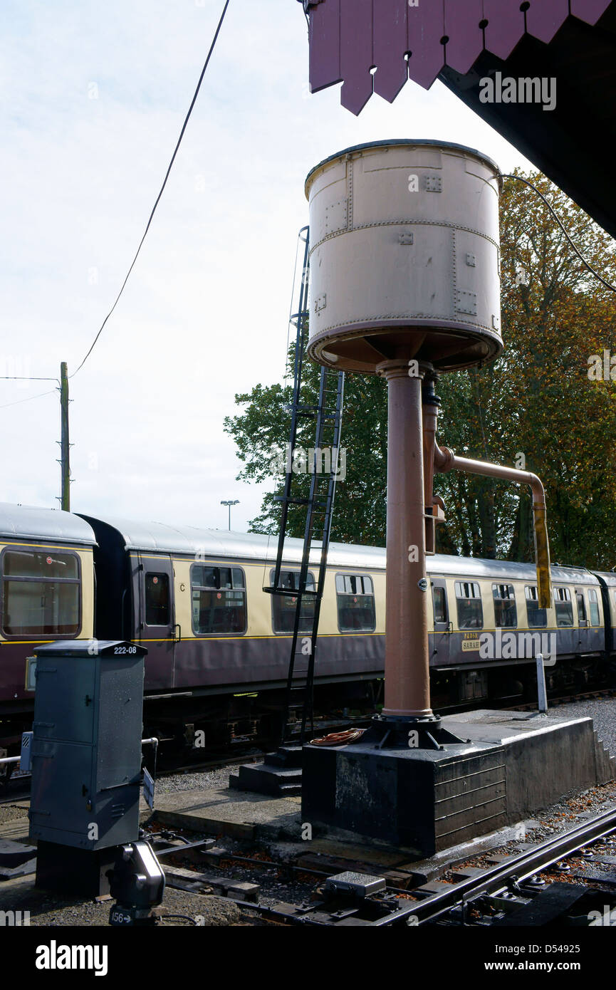 Water Tank with Steam Train Carriages behind at Dartmouth Steam Railway ...