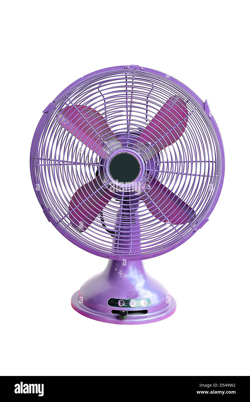 vintage violet electric fan on white background Stock Photo - Alamy