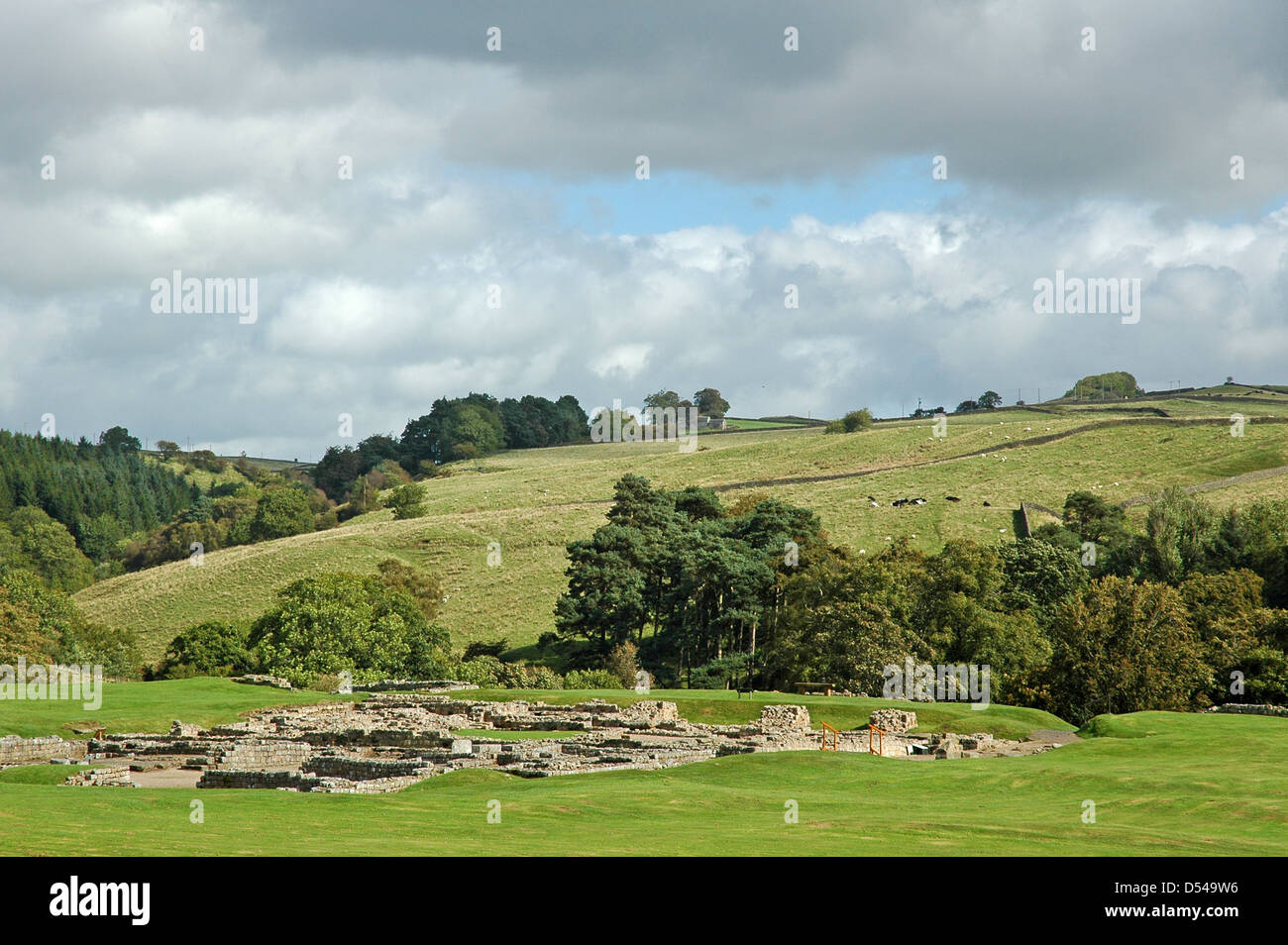 View of the Roman Fort and commanding officer's house, Vindolanda ...