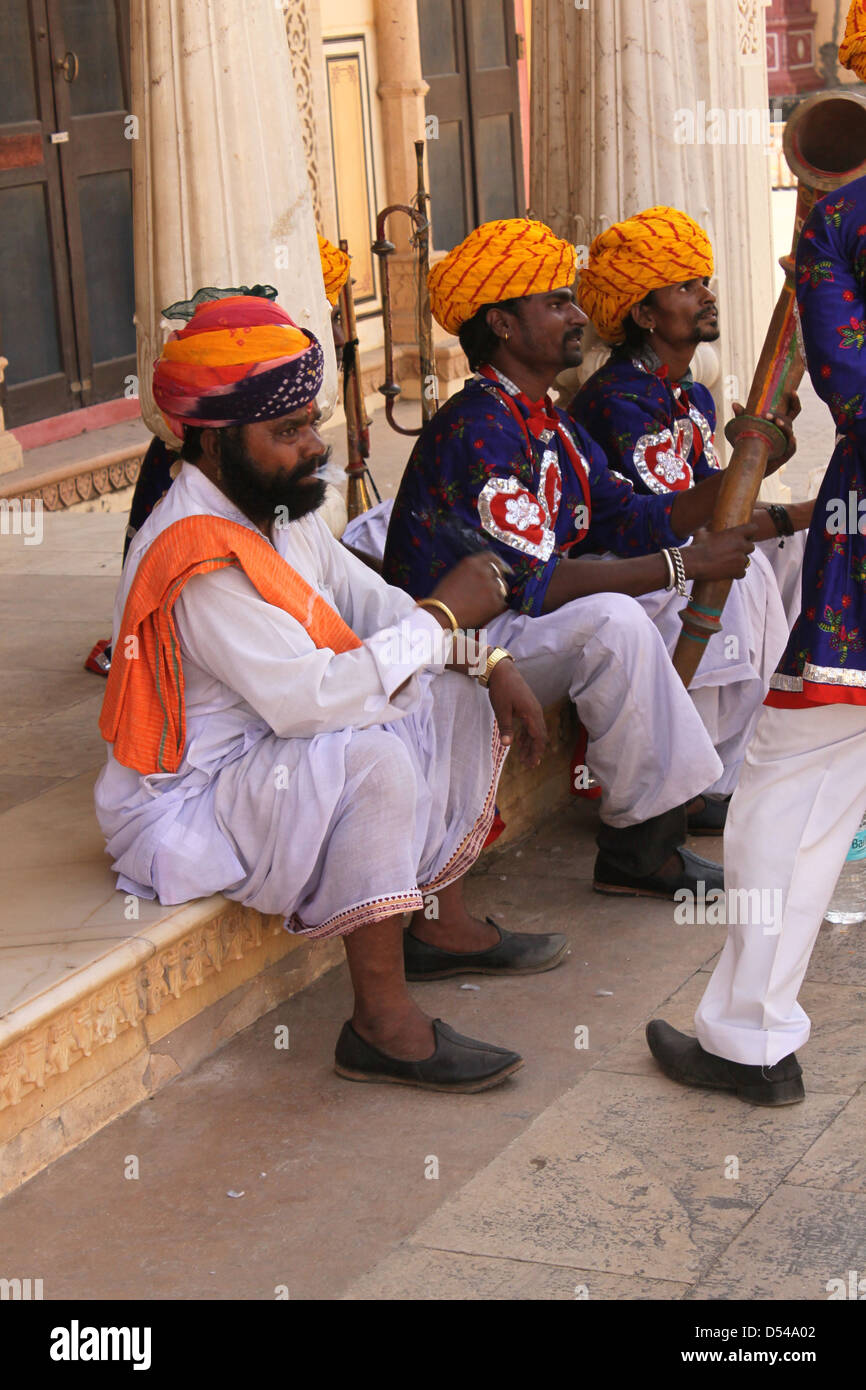 Rajasthani musicians relaxing jaipur rajasthan india Stock Photo - Alamy