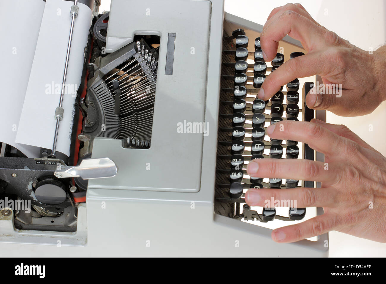 old typewriter over white background Stock Photo - Alamy