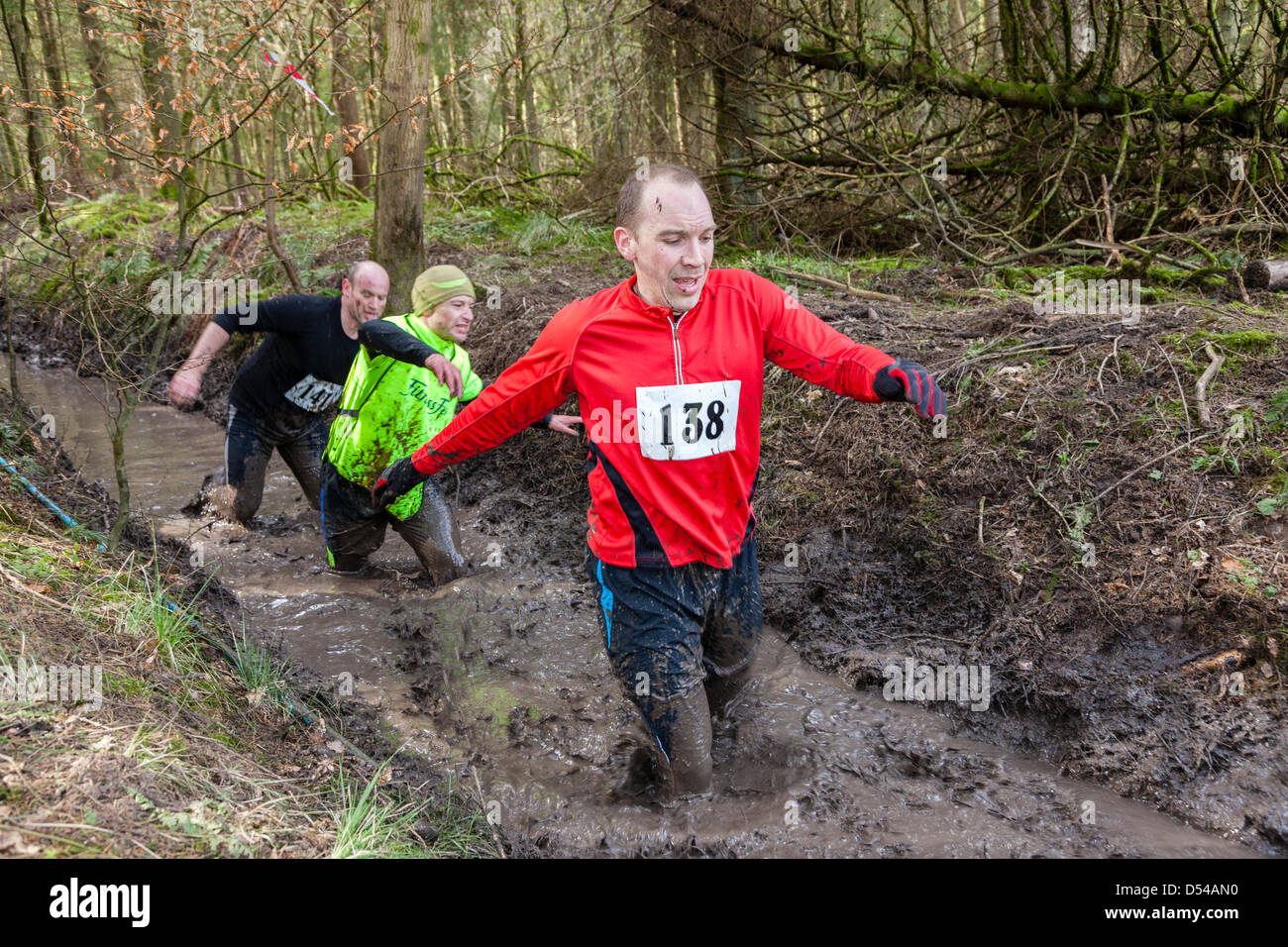Kilmarnock, UK. 24 March 2013. Organised Mud Run at Craufurdland Castle ...