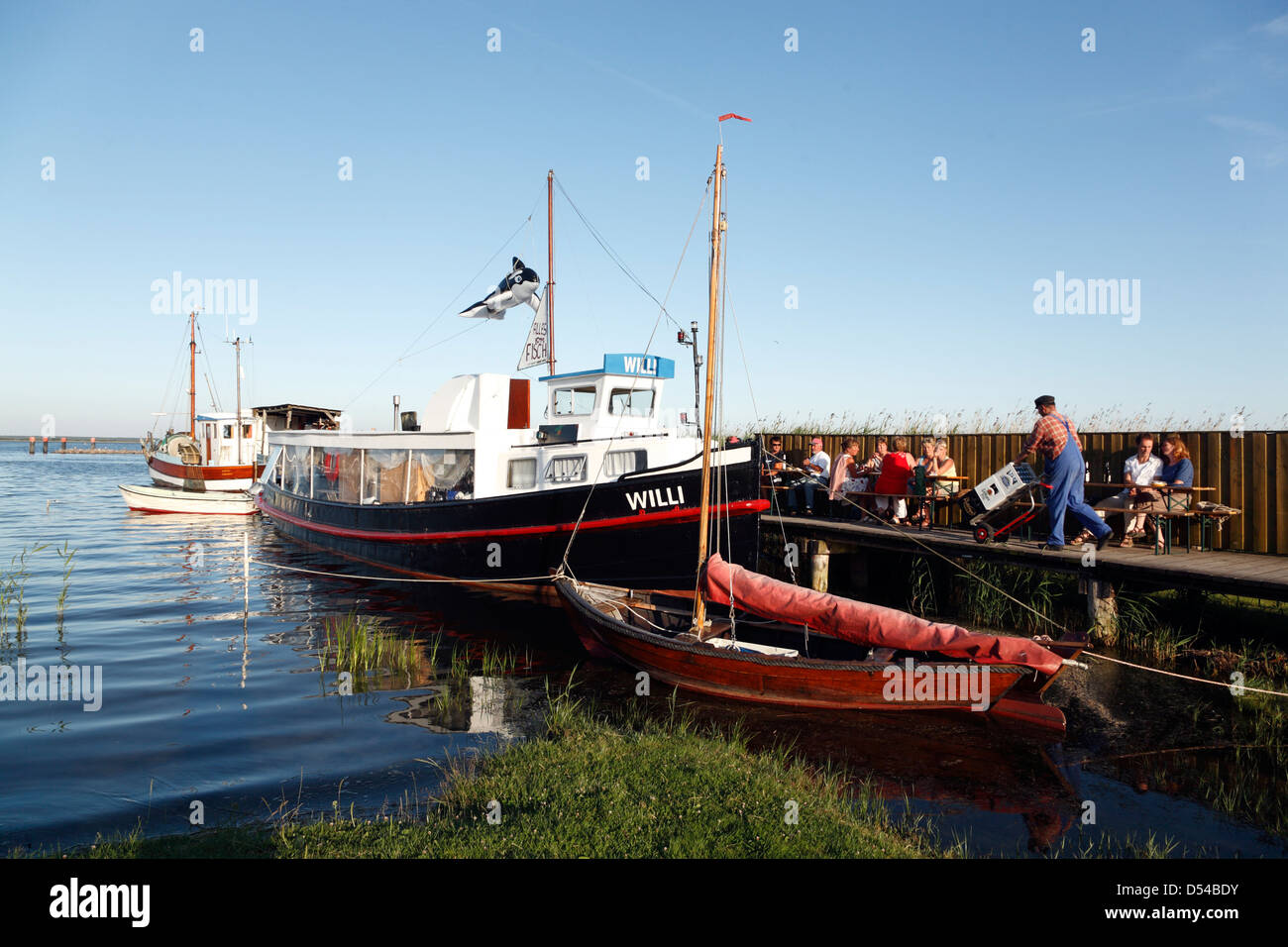 Hiddensee Island, Kloster, Oldtimer ship WILLI at the harbor, now ...