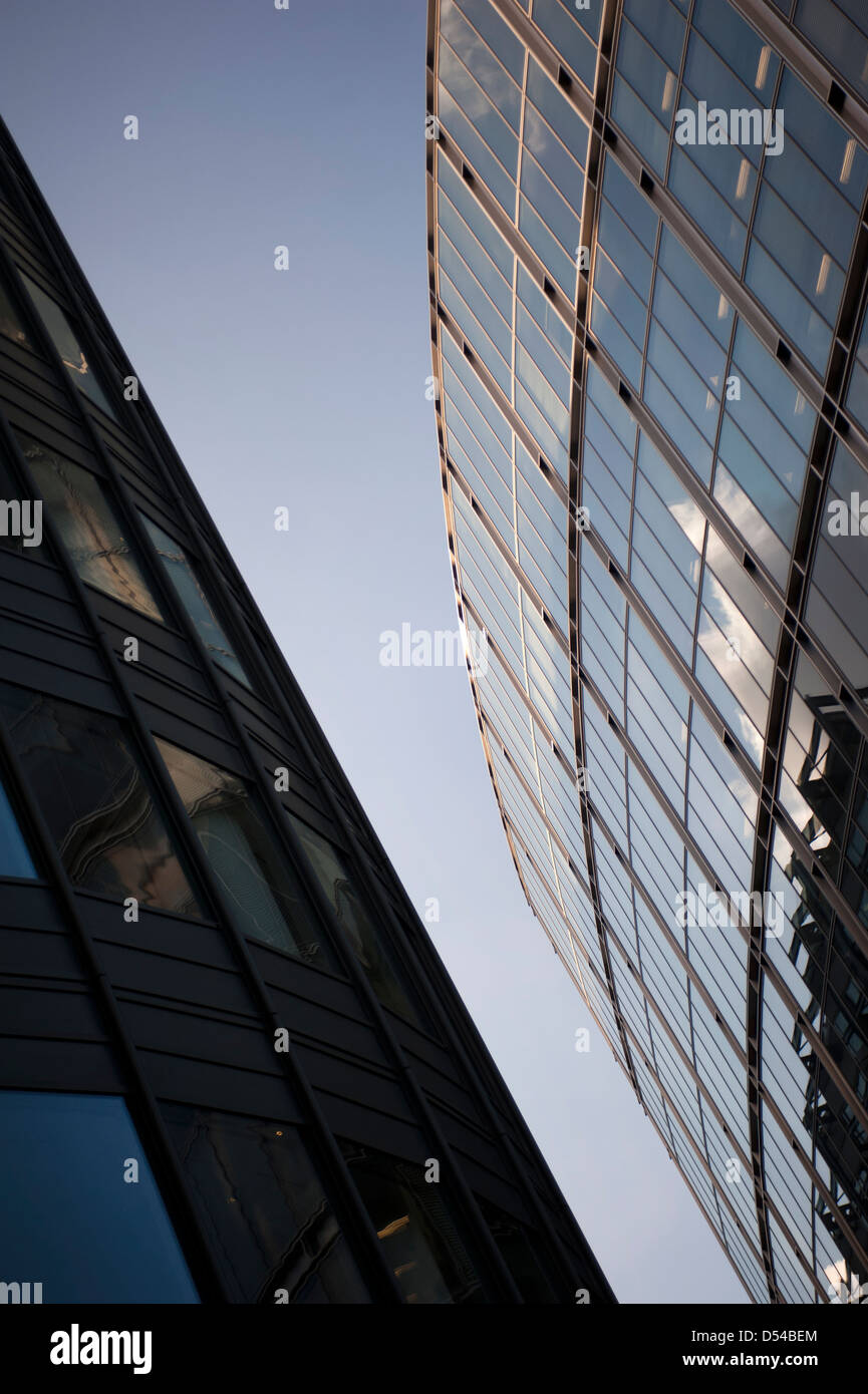 Angled glass and steel city buildings in London Stock Photo - Alamy