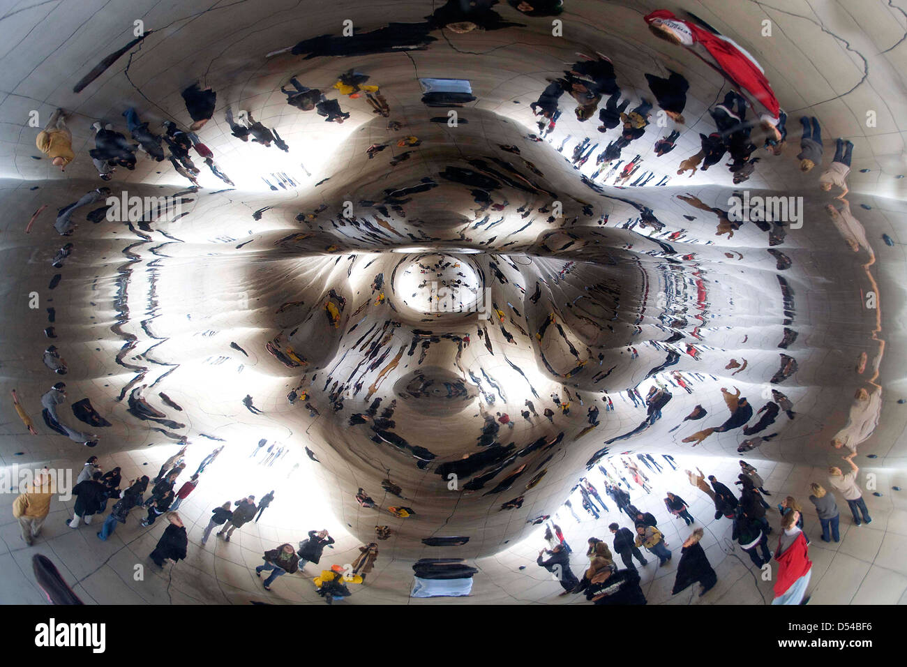 Looking up from inside The Bean, Chicago, Illinois Stock Photo - Alamy