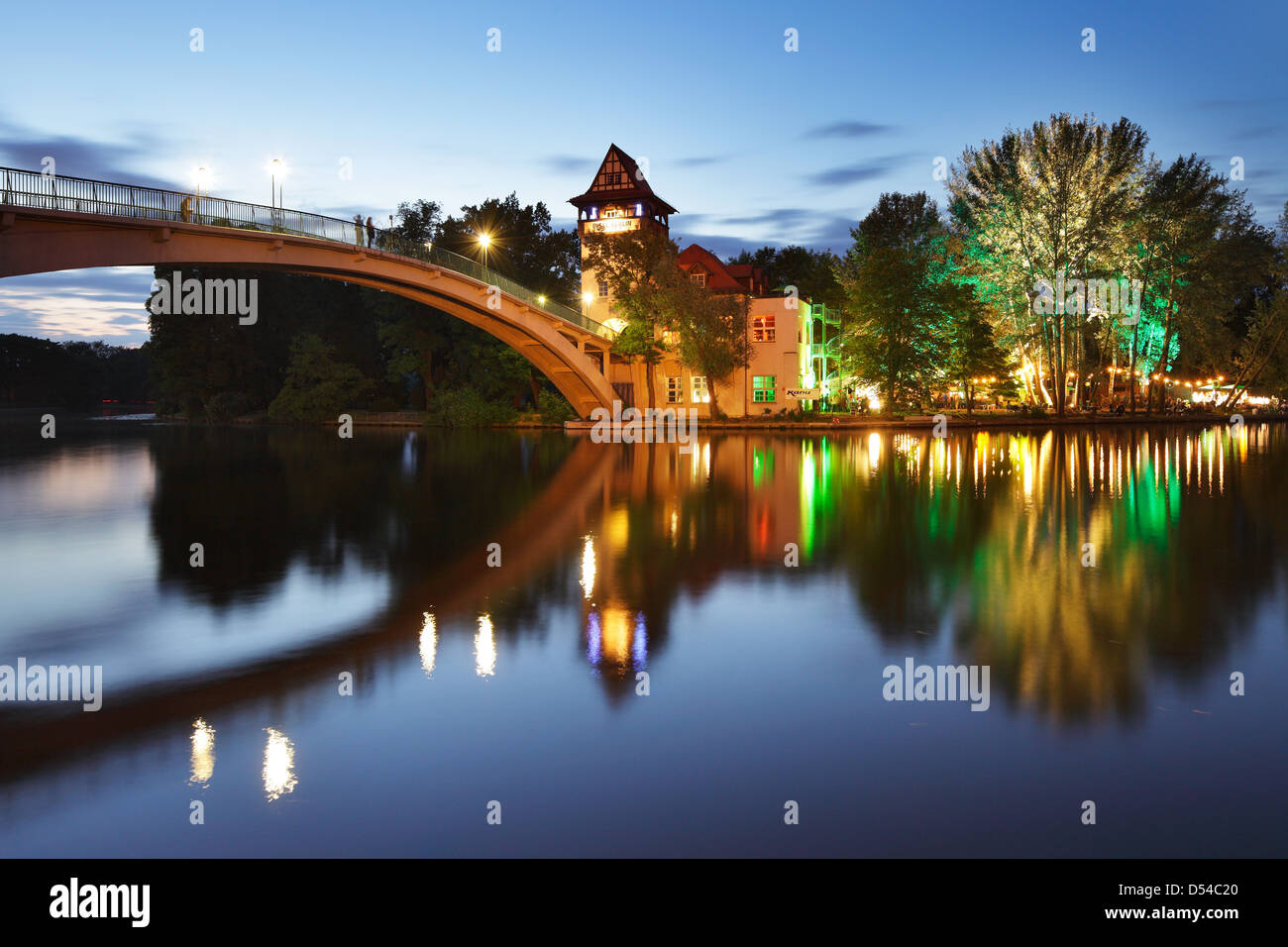 Berlin, Germany, the island and the Abteibruecke Berlin in Treptow Park ...