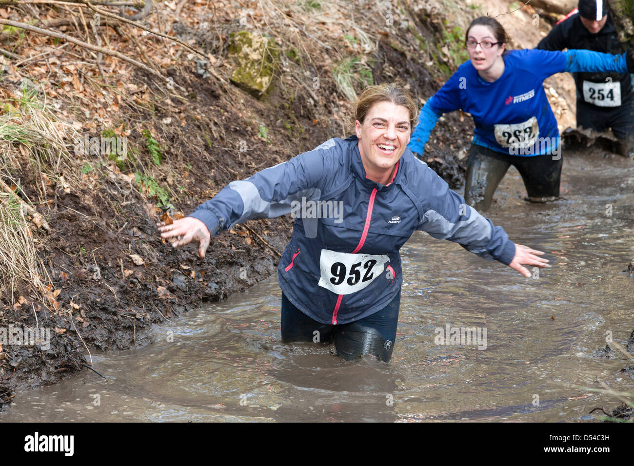 Kilmarnock, UK. 24 March 2013. Organised Mud Run at Craufurdland Castle ...