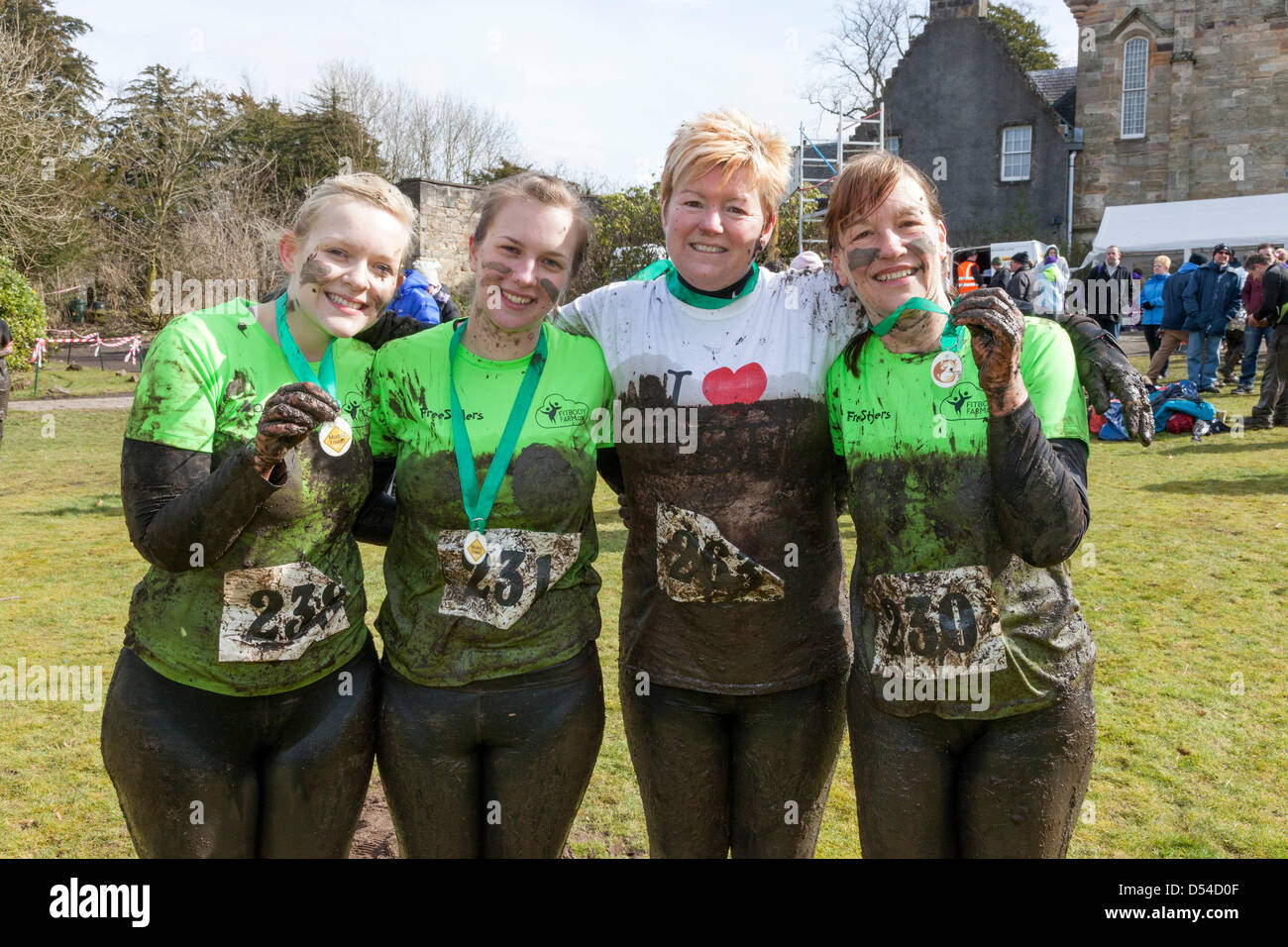 Kilmarnock, UK. 24 March 2013. Organised Mud Run at Craufurdland Castle ...