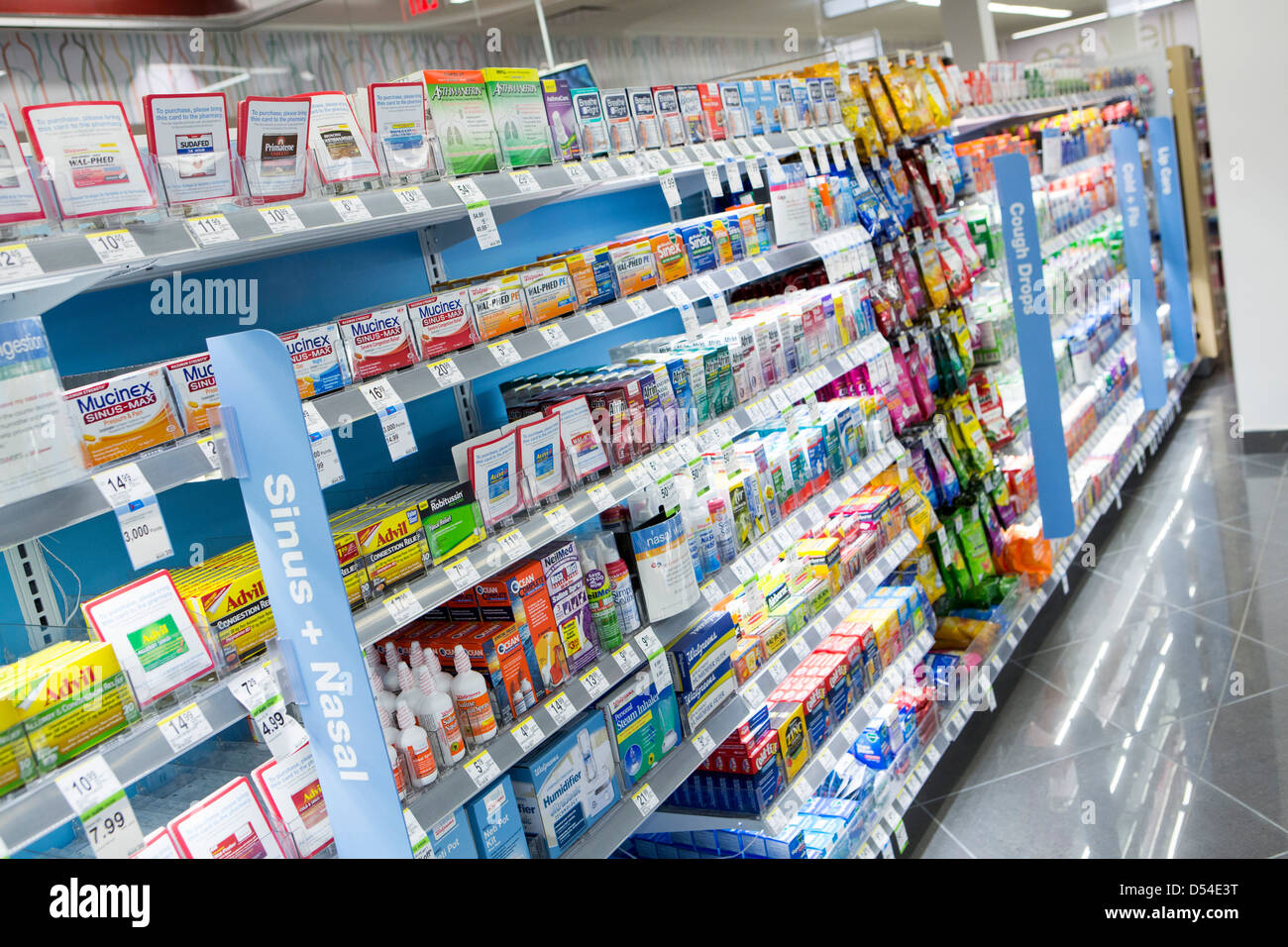 Mucinex products on display at a Walgreens Flagship store Stock Photo ...