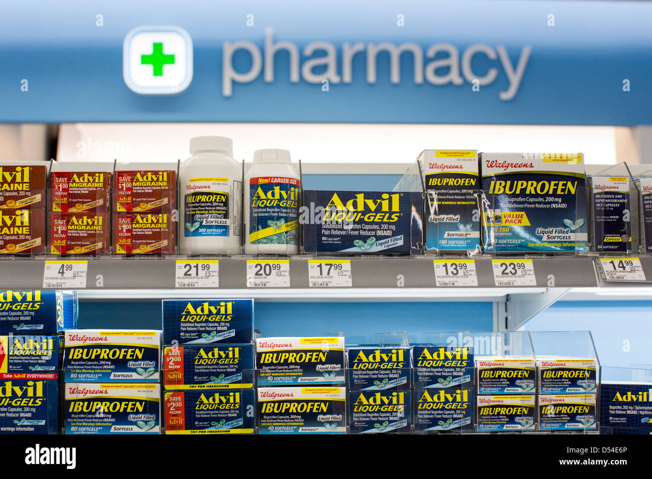 Advil pain relievers on display at a Walgreens Flagship store Stock ...