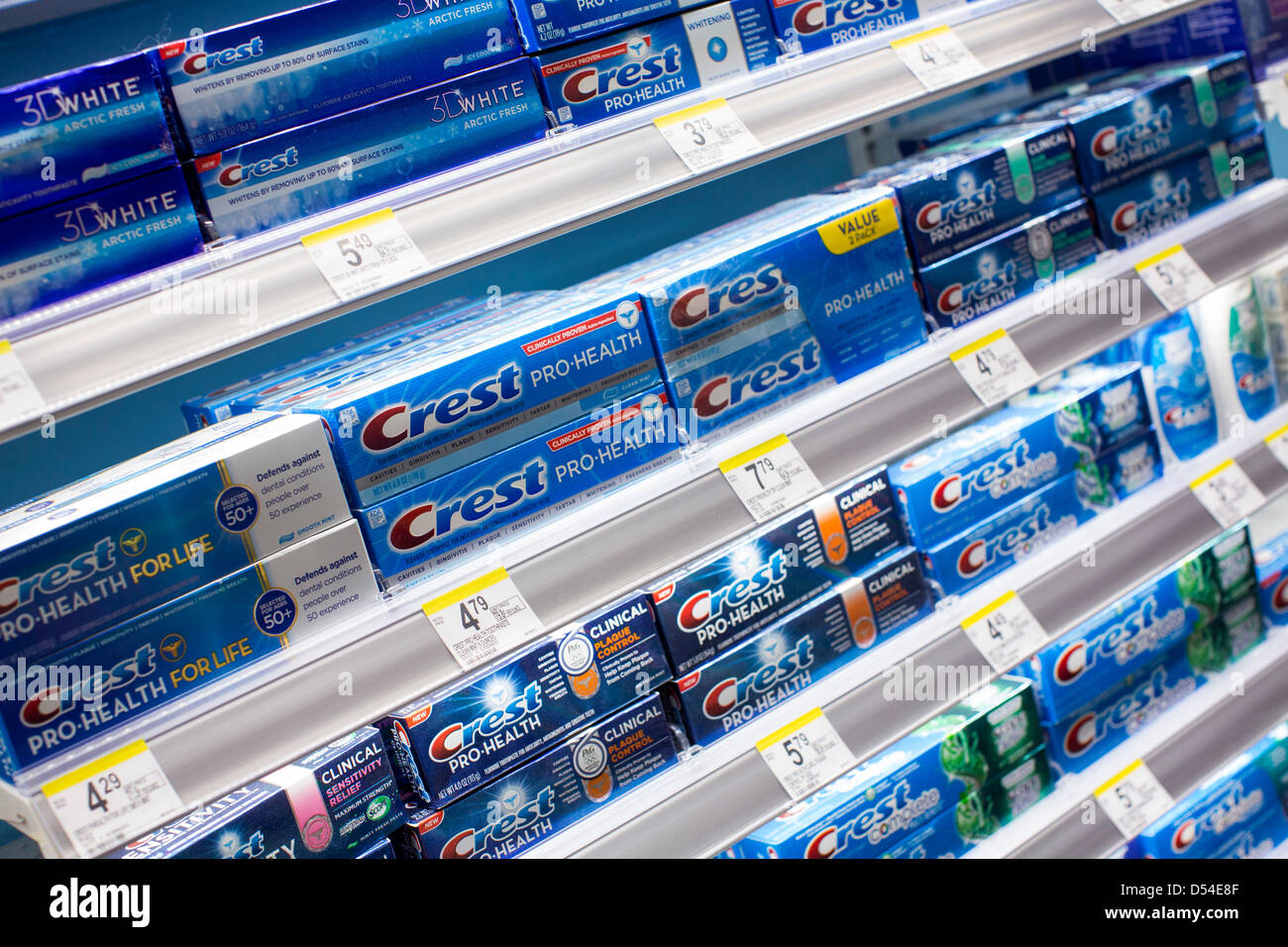 Crest toothpaste on display at a Walgreens Flagship store Stock Photo ...