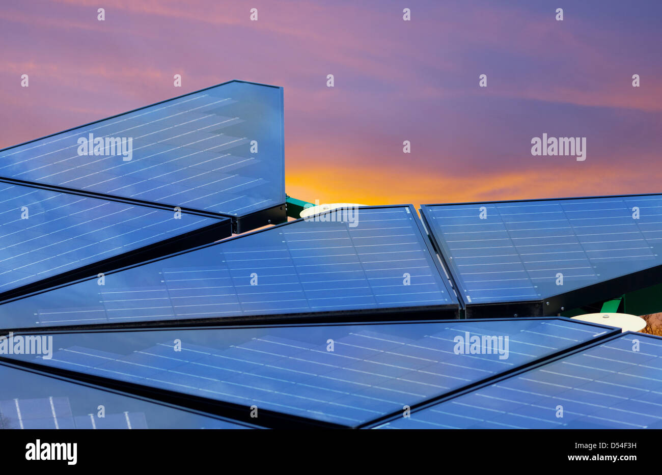 Close-up of solar panel array with sky background Stock Photo - Alamy