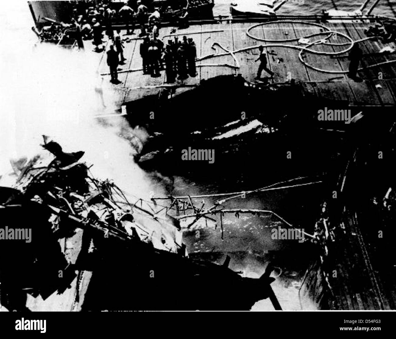 Damaged aircraft carrier uss Black and White Stock Photos & Images - Alamy