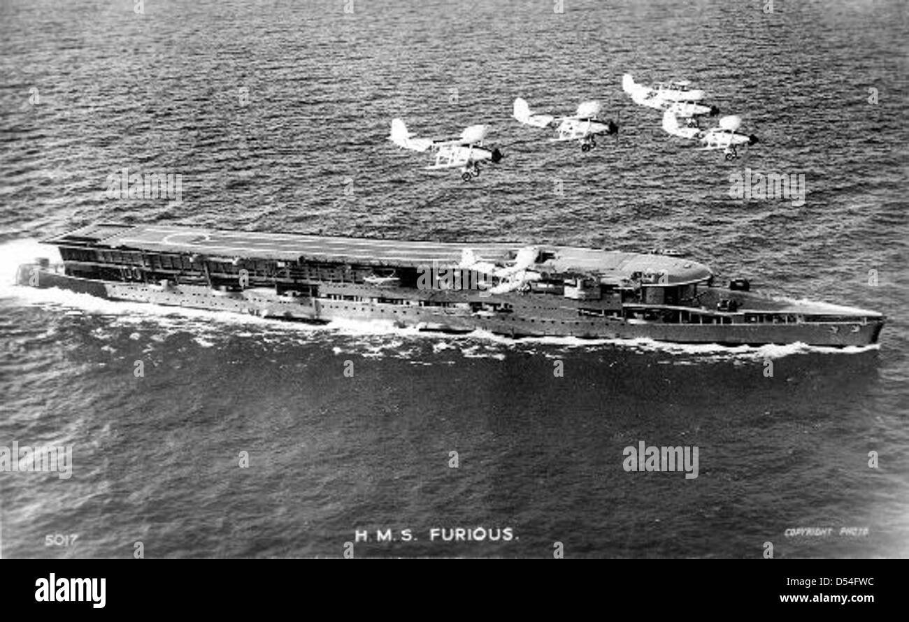 HMS Furious (47), a converted battlecruiser of the Royal Navy, was ...