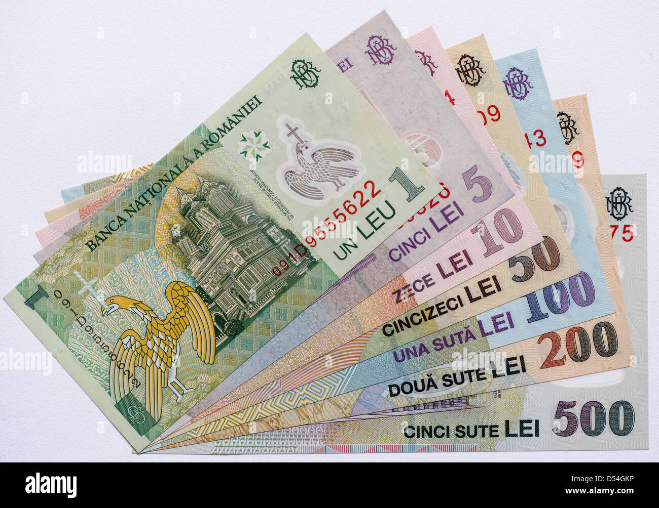 Complete set of Romanian banknotes Stock Photo - Alamy