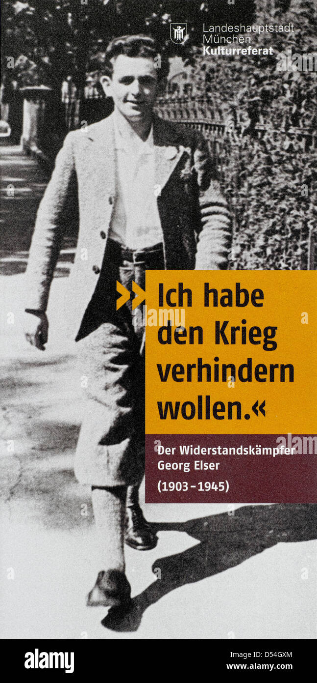 Brochure about Georg Elser who carried out an assassination attempt on ...