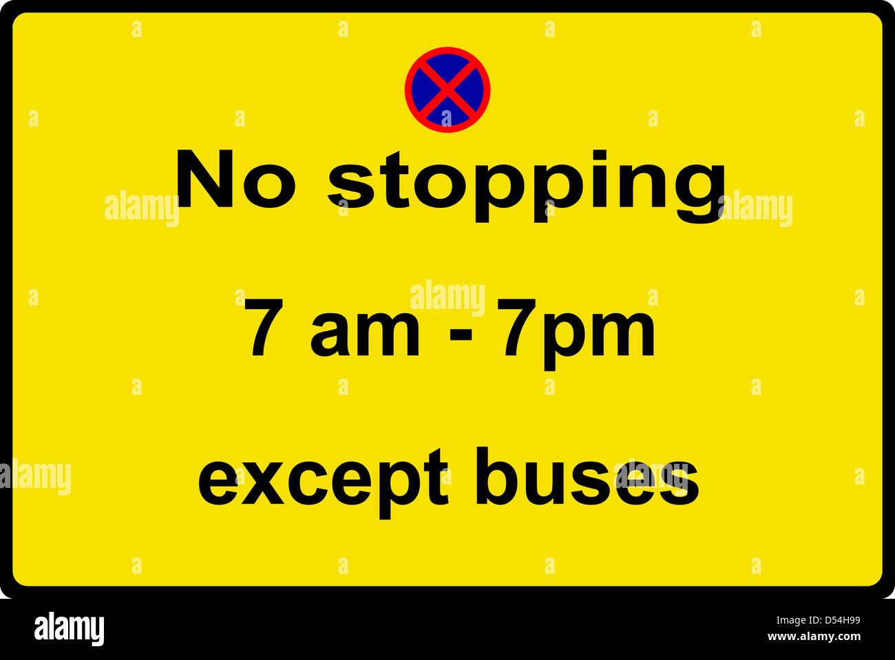 No stopping except for buses during 7 am until 7 pm sign Stock Photo ...