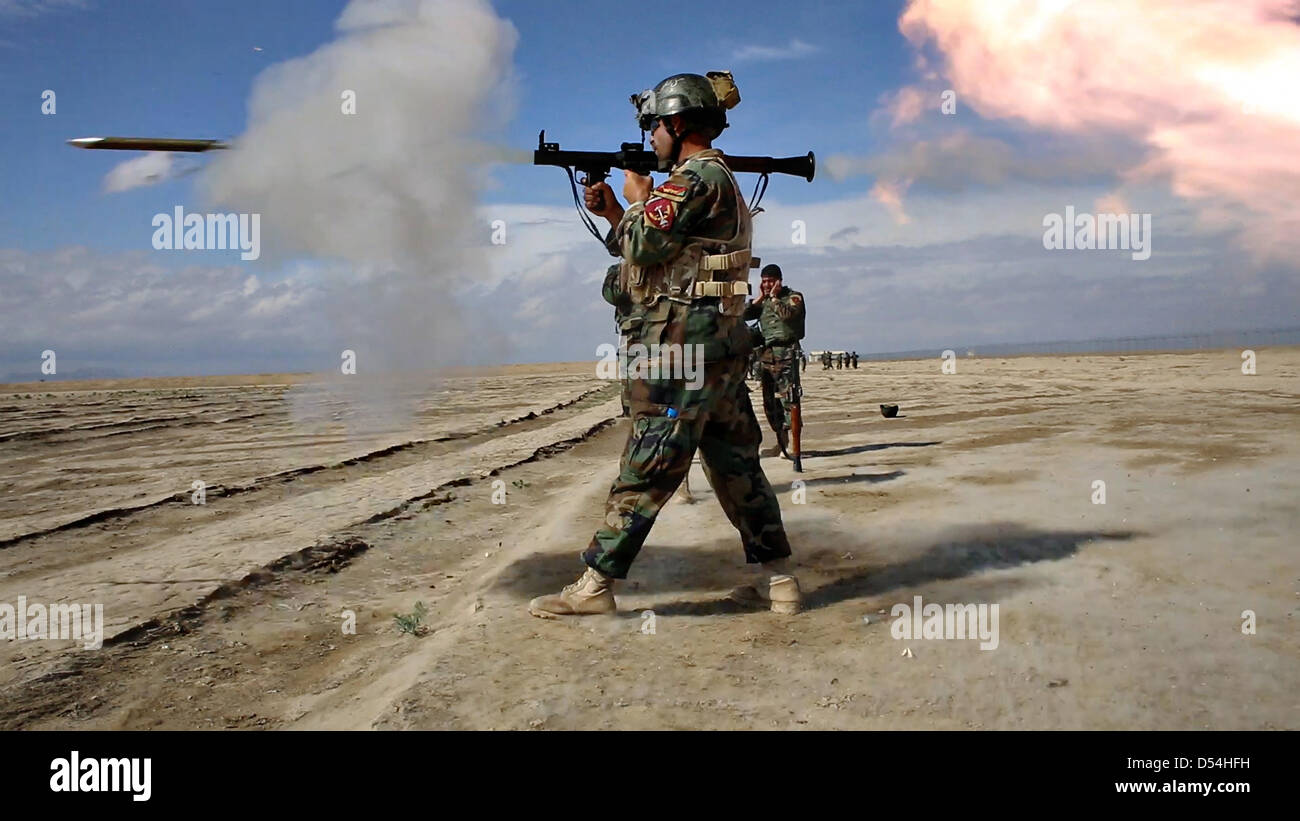 Afghan commandos from Special Operations Kandak fire a rocket propelled ...