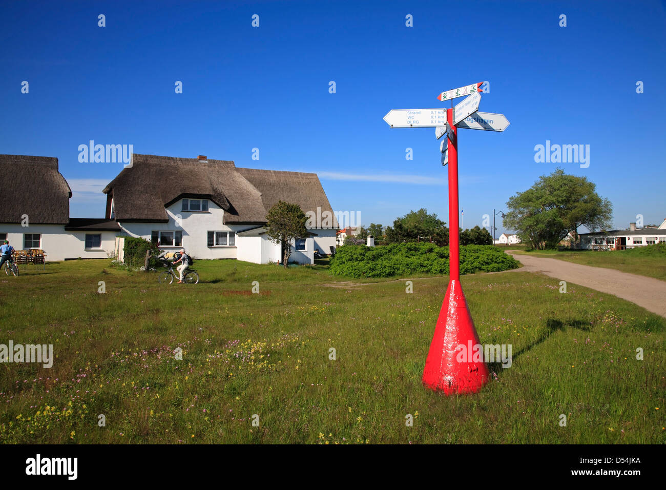 Hiddensee Island, Neuendorf, signpost, Mecklenburg Western Pomerania ...