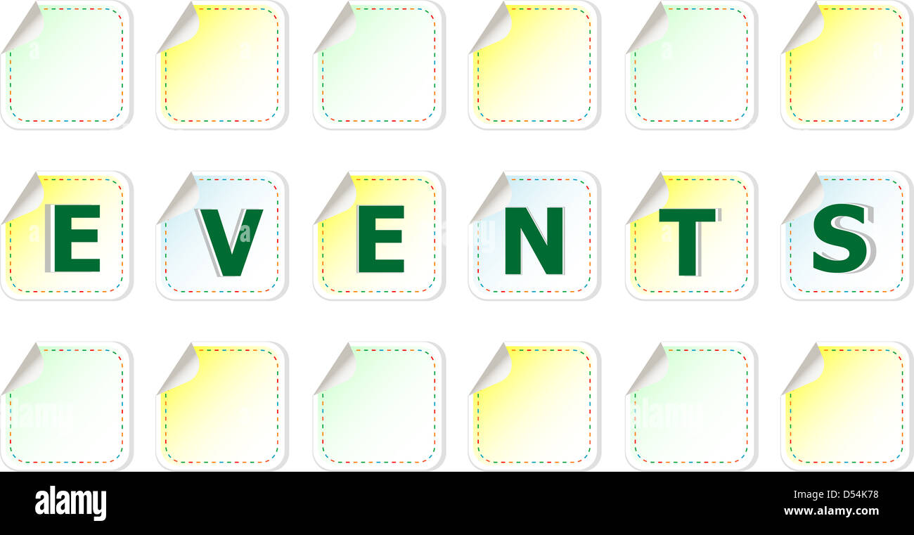events word cloud written on a stickers Stock Photo - Alamy