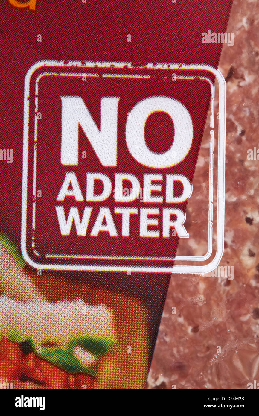 no added water on packet of Tesco sliced corned beef Stock Photo - Alamy