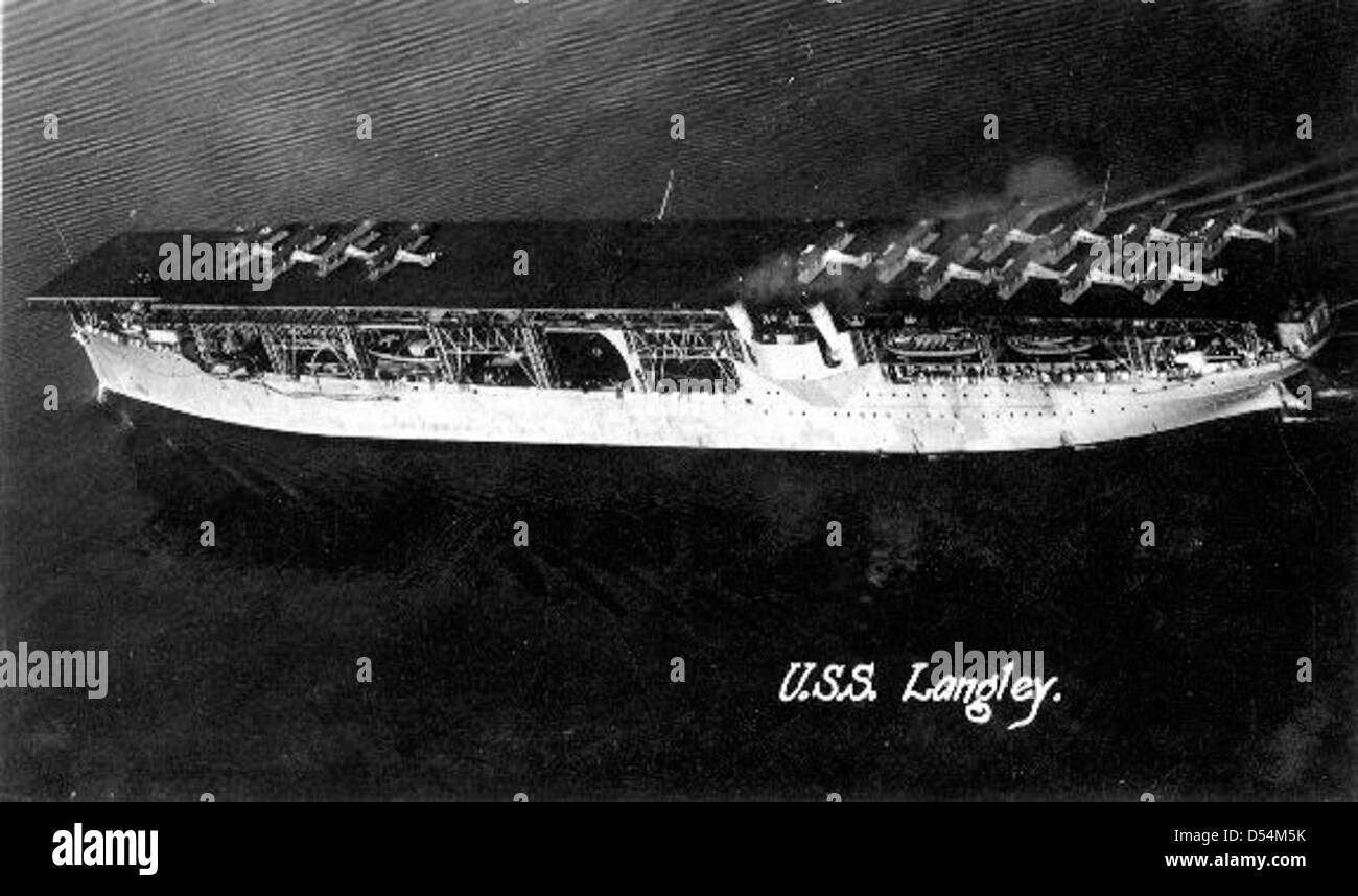 The USS Langley (CV-1), the first U.S. Navy aircraft carrier, initially ...