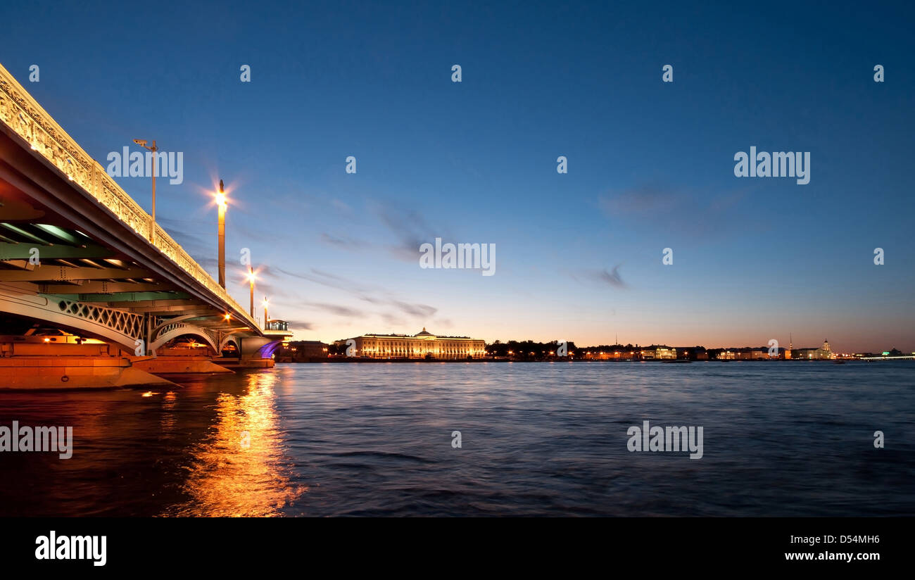 Saint Petersburg, Russia, the Blagoveshchensky-bridge at night Stock ...