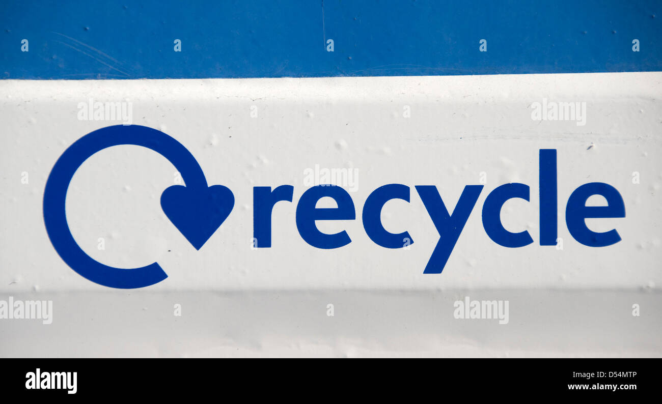 Recycle sign, England, UK Stock Photo - Alamy