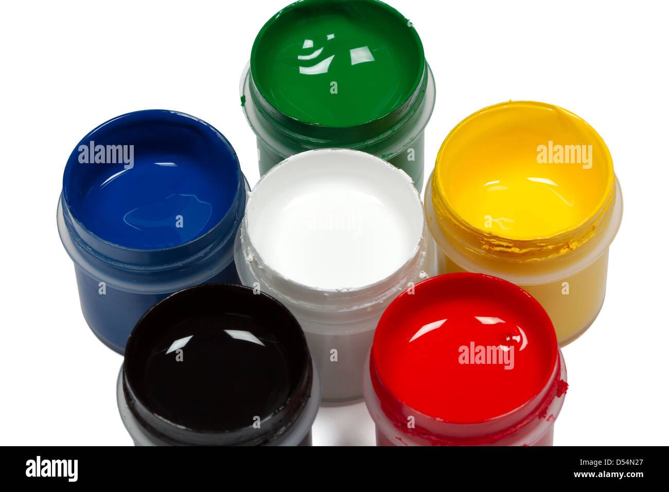 Colorful paints, isolated on white background, with clipping path Stock ...