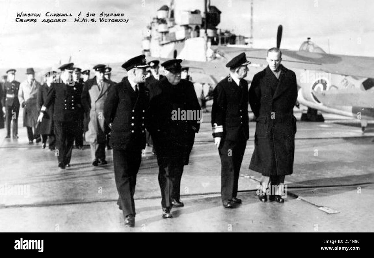 The HMS Victorious (R38), an aircraft carrier of the Royal Navy, has a ...