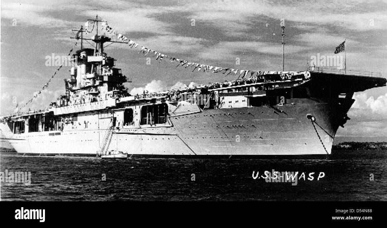 The USS Wasp (CV-7) was an aircraft carrier of the U.S. Navy, torpedoed ...